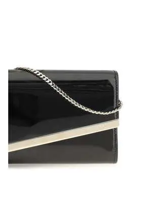 JIMMY CHOO Emmie Leather Clutch With Chain Strap - Black