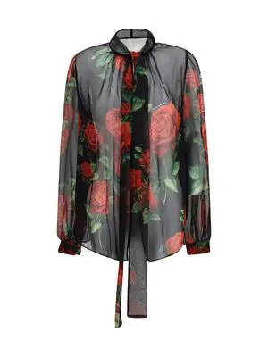 Dolce & Gabbana Rose Print Chiffon Blouse