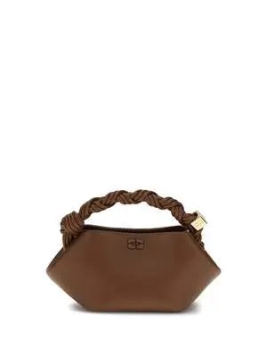 GANNI Mini Bou Leather Handbag Brown
