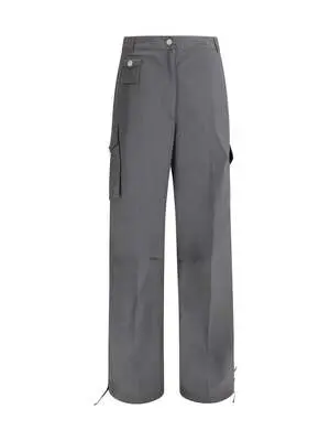 GANNI Stretch Cotton Cargo Pants - Gray