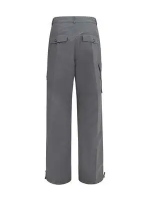 GANNI Stretch Cotton Cargo Pants - Gray