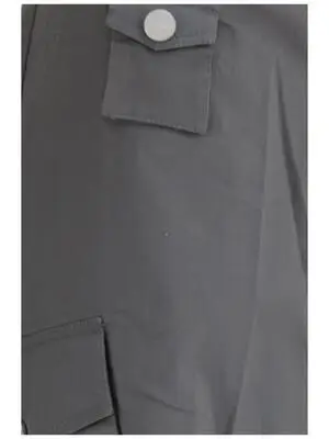 GANNI Stretch Cotton Cargo Pants - Gray