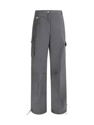 GANNI Stretch Cotton Cargo Pants - Gray