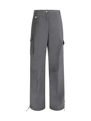 GANNI Stretch Cotton Cargo Pants - Gray