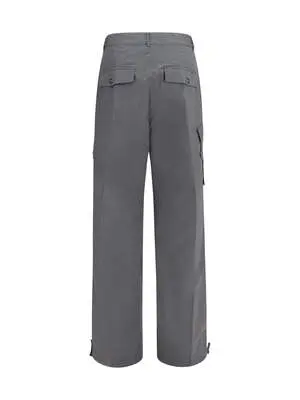 GANNI Stretch Cotton Cargo Pants - Gray