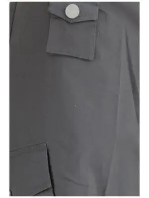 GANNI Stretch Cotton Cargo Pants - Gray