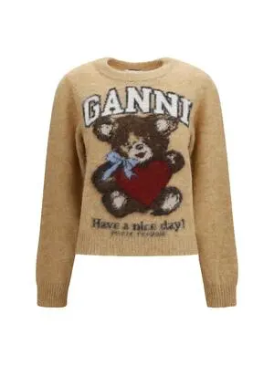 GANNI Alpaca Graphic Crewneck Sweater