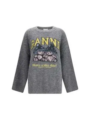 GANNI Mushroom Teddy Alpaca-blend Sweater - Gray