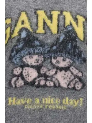 GANNI Mushroom Teddy Alpaca-blend Sweater - Gray