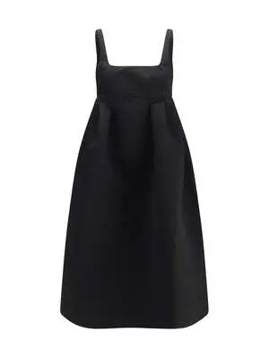 GANNI Duchesse Satin Corset Midi Dress - Black