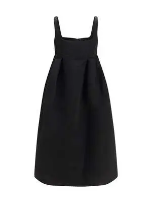 GANNI Duchesse Satin Corset Midi Dress