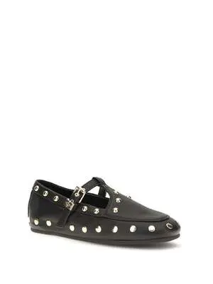 GANNI Mary Jenny Studded Ballerinas - Black