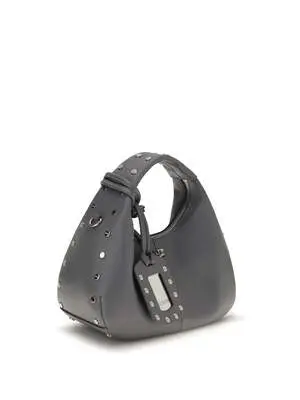 GANNI Mini Hobo Handbag With Stud Embellishments - Gray
