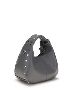 GANNI Mini Hobo Handbag With Stud Embellishments - Gray