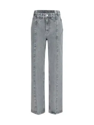 GANNI GANNI Rigid Denim Cuffed Jeans Gray