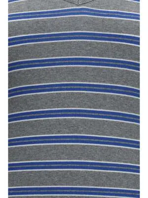 GANNI Ribbed V-neck Long Sleeve T-shirt - Gray