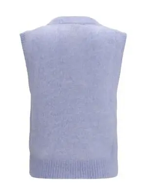 GANNI Teddy Brushed Alpaca Vest - Blue