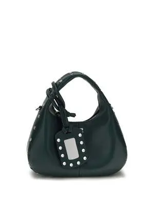 GANNI Mini Studded Hobo Handbag - Green