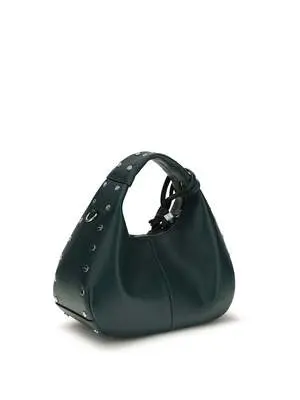 GANNI Mini Studded Hobo Handbag - Green