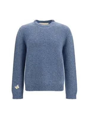 Valentino Garavani Wool Sweater With Butterfly Applique - Blue