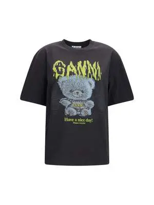 GANNI Forest Teddy Graphic T-shirt - Gray
