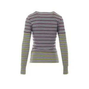 GANNI Striped Crew Neck Long Sleeve Top