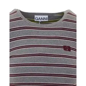 GANNI Striped Crew Neck Long Sleeve Top