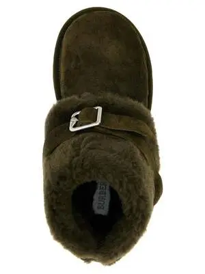 Burberry Chubby Suede Ankle Boots With Shearling - Green