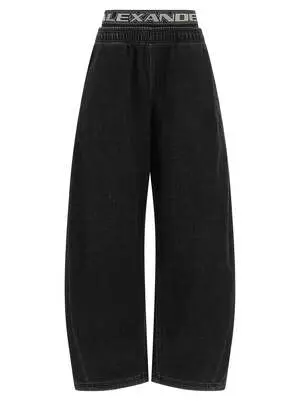 Alexander Wang Wide Leg Denim Pants - Black