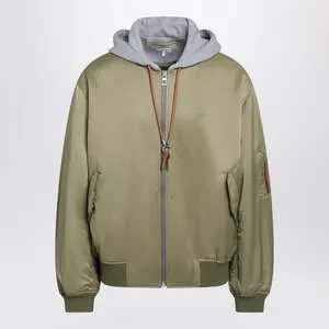 Loewe Khaki Bomber Jacket In Technical Fabric - Green
