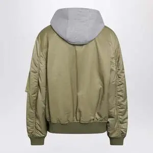 Loewe Khaki Bomber Jacket In Technical Fabric