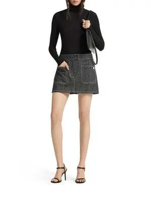 COURREGES Two-pocket Denim Tweed Miniskirt