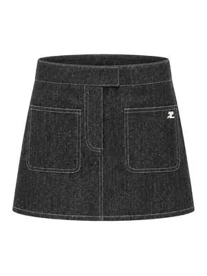 COURREGES Denim-effect Tweed Miniskirt - Black