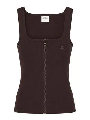 COURREGES 90s-style Ribbed Tank Top With Zip