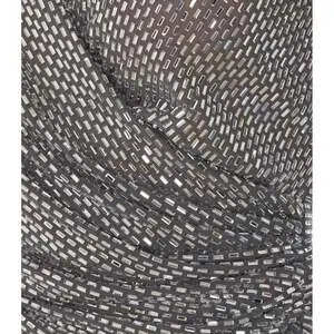SELF-PORTRAIT Rhinestone Mesh Long Sleeve Top - Gray