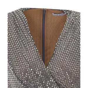 SELF-PORTRAIT Rhinestone Mesh Long Sleeve Top - Gray