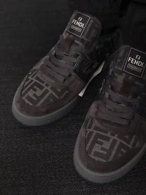 Fendi Ff Jacquard And Suede Match Sneakers