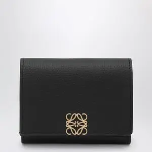 Loewe Anagram Trifold Wallet In Leather - Black