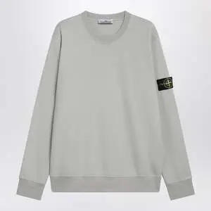 Stone Island Pearl Grey Cotton Crewneck Sweatshirt - Gray