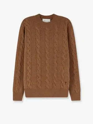 AMI Paris Braided Knit Wool Sweater - Brown