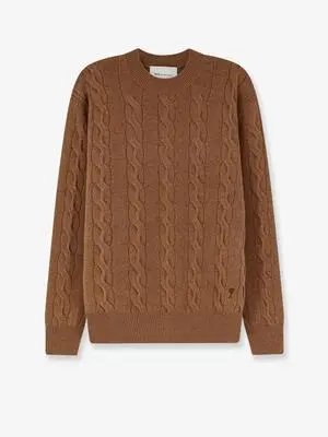 AMI Paris Braided Knit Wool Sweater - Brown