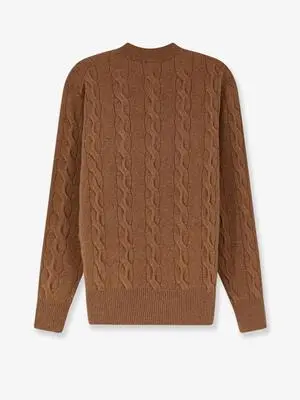 AMI Paris Braided Knit Wool Sweater - Brown