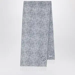 Loewe Grey Anagram Wool And Cashmere Scarf - Gray