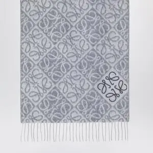 Loewe Grey Anagram Wool And Cashmere Scarf - Gray