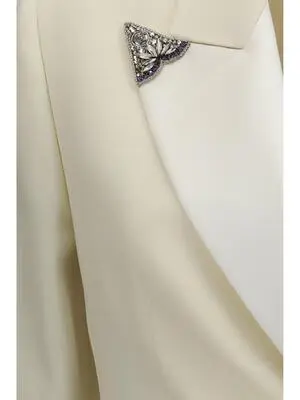 Versace Stretch Wool Blazer With Embroidered Lapels - Multicolor