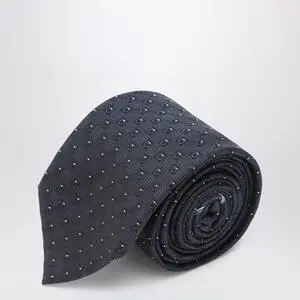 FERRAGAMO Gancini Silk Jacquard Tie - Blue