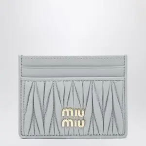 Miu Miu Pearl Matelasse Nappa Leather Card Holder - Gray