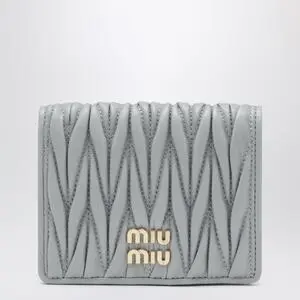 Miu Miu Miu Miu Pearl Matelasse Nappa Leather Wallet Women Gray