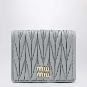 Miu Miu Pearl Matelasse Nappa Leather Wallet - Gray