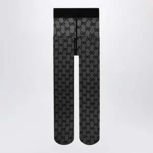Gucci Stretch Nylon Tights With A Gg Pattern - Black